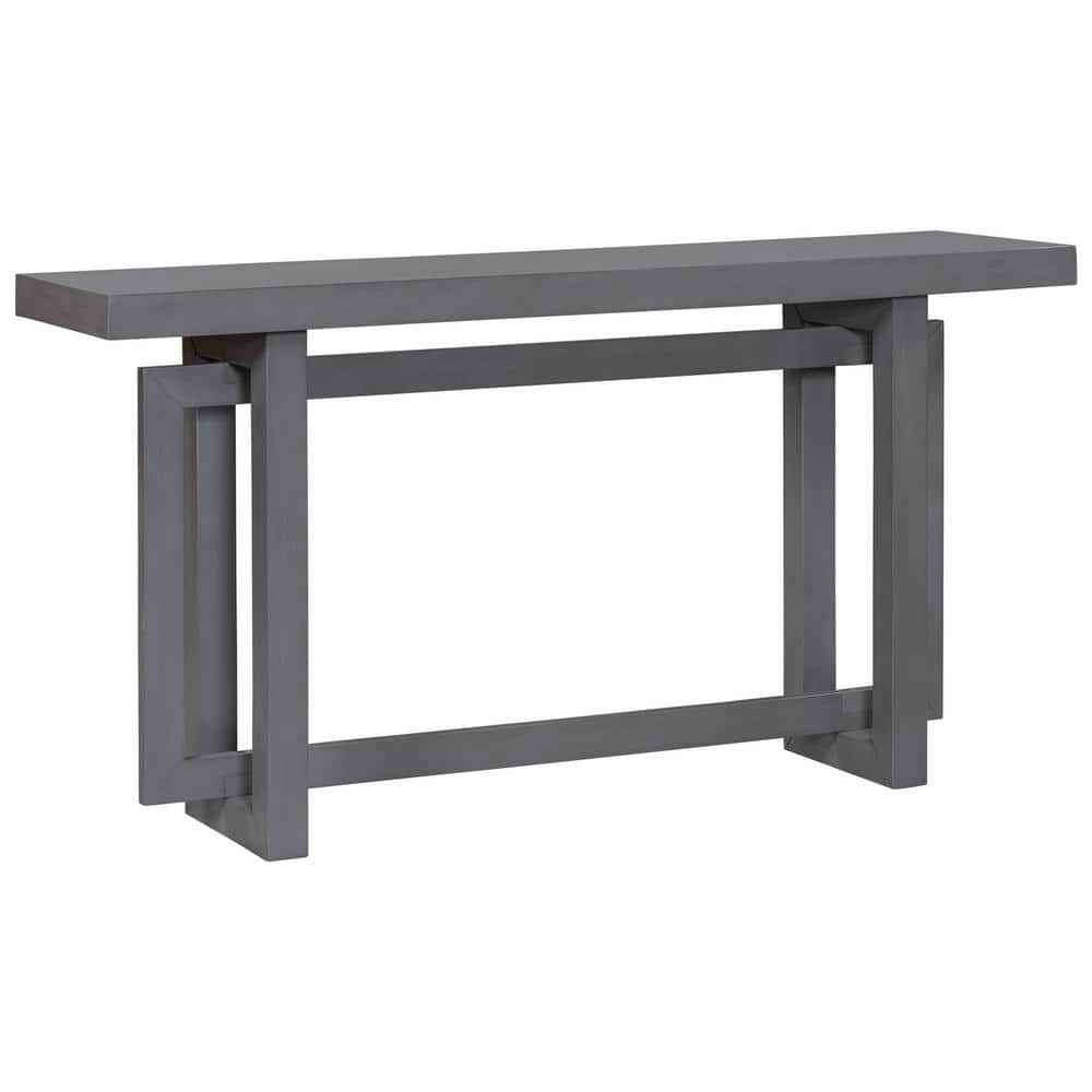 Polibi 59.10 in. Contemporary Dark Gray Rectangle Wood Console Table ...