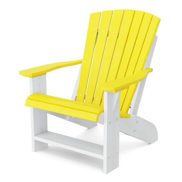 Wildridge Heritage Lemon Yellow and White Plastic Outdoor Adirondack ...