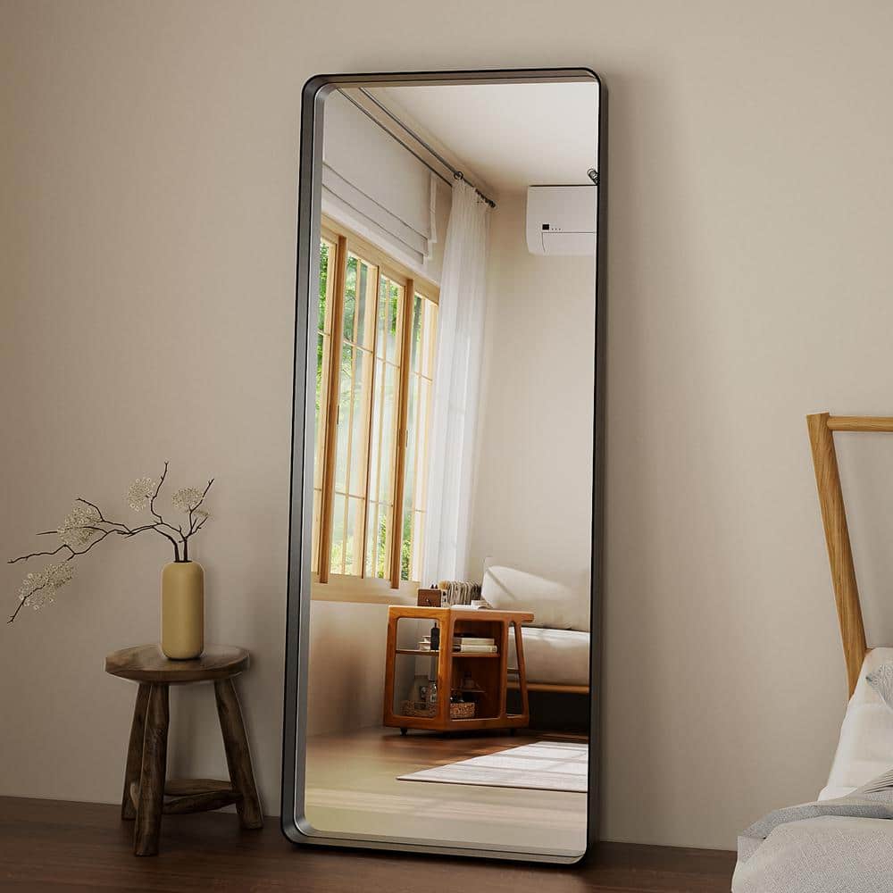 XRAMFY 23.6 in. W x 70.9 in. H Modern Rectangular Rounded Black ...