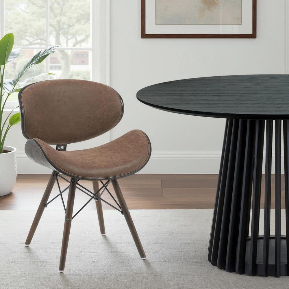 Armen Living Cassie Vintage Dark Brown/Espresso Oak Upholstered Dining ...