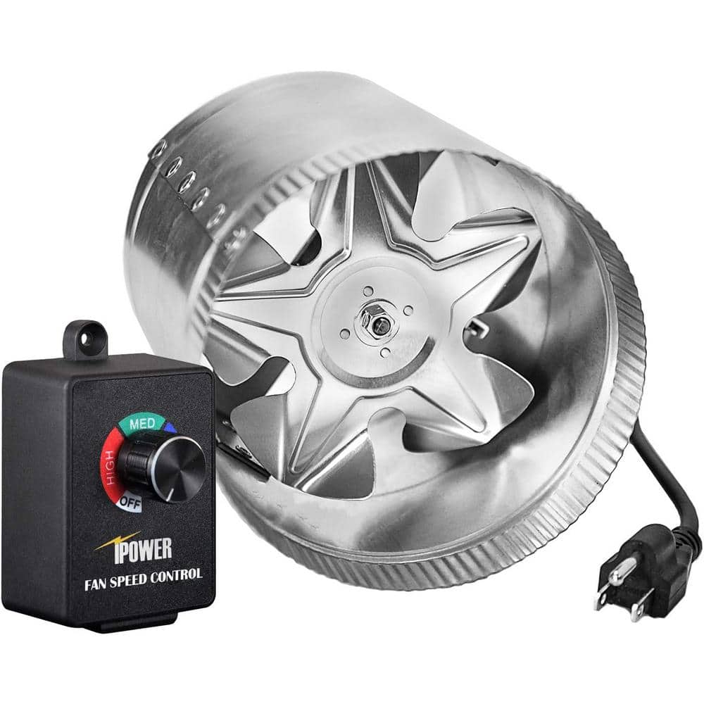 iPower 8 in. 420 CFM Booster Fan Inline Duct Vent Blower with Variable ...