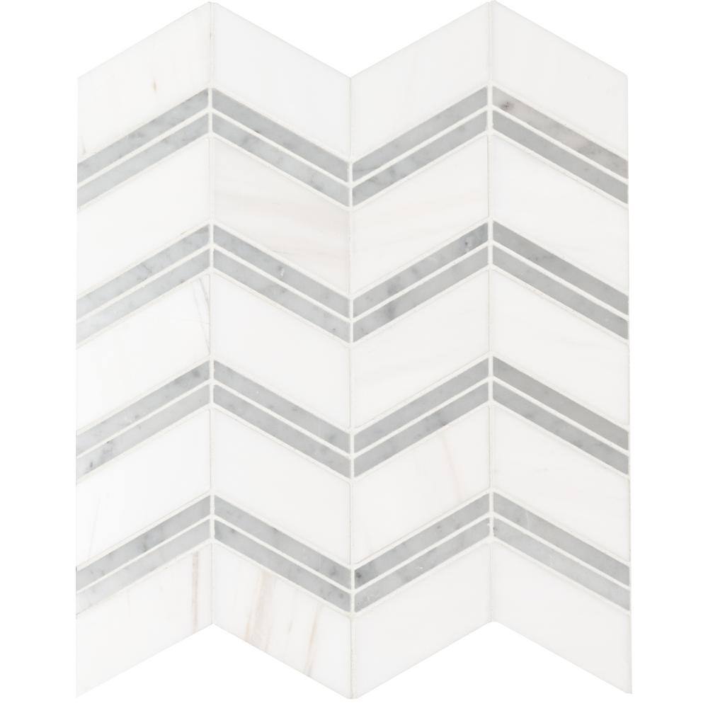 MSI Cretian Chevron 12 in. x 13.5 in. Polished Marble Look Floor and ...