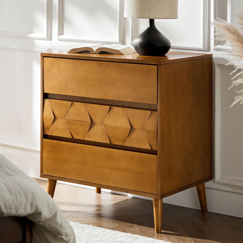 JAYDEN CREATION Karla Acorn Mid-century Modern 3-Drawer Dresser with ...