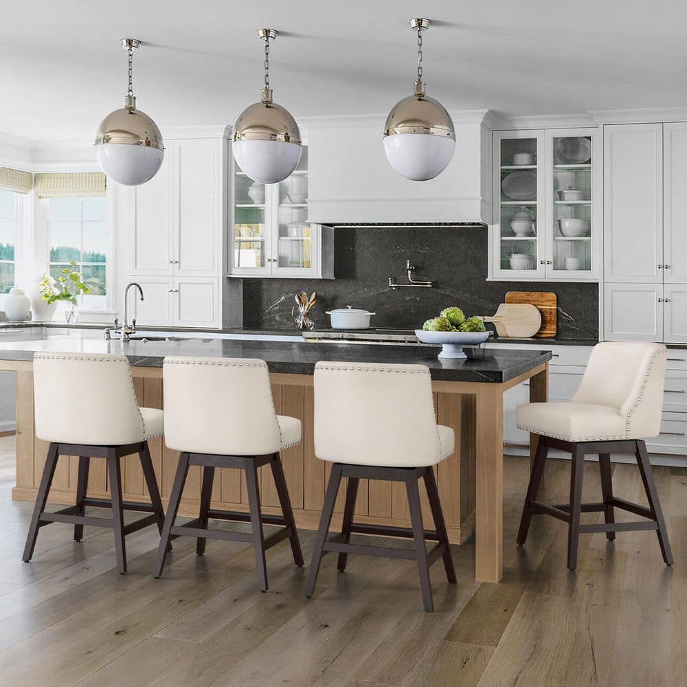 Reviews for LUE BONA ZY 37 in. H White High Back Wood Faux Leather ...