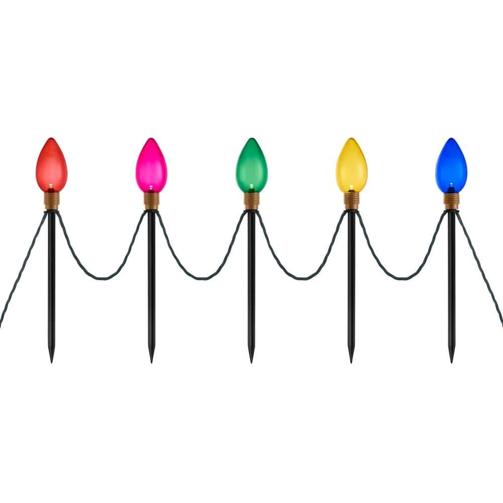 Home Accents Holiday 12 in. Multi-Colored Giant C9 LED Pathway Lights ...
