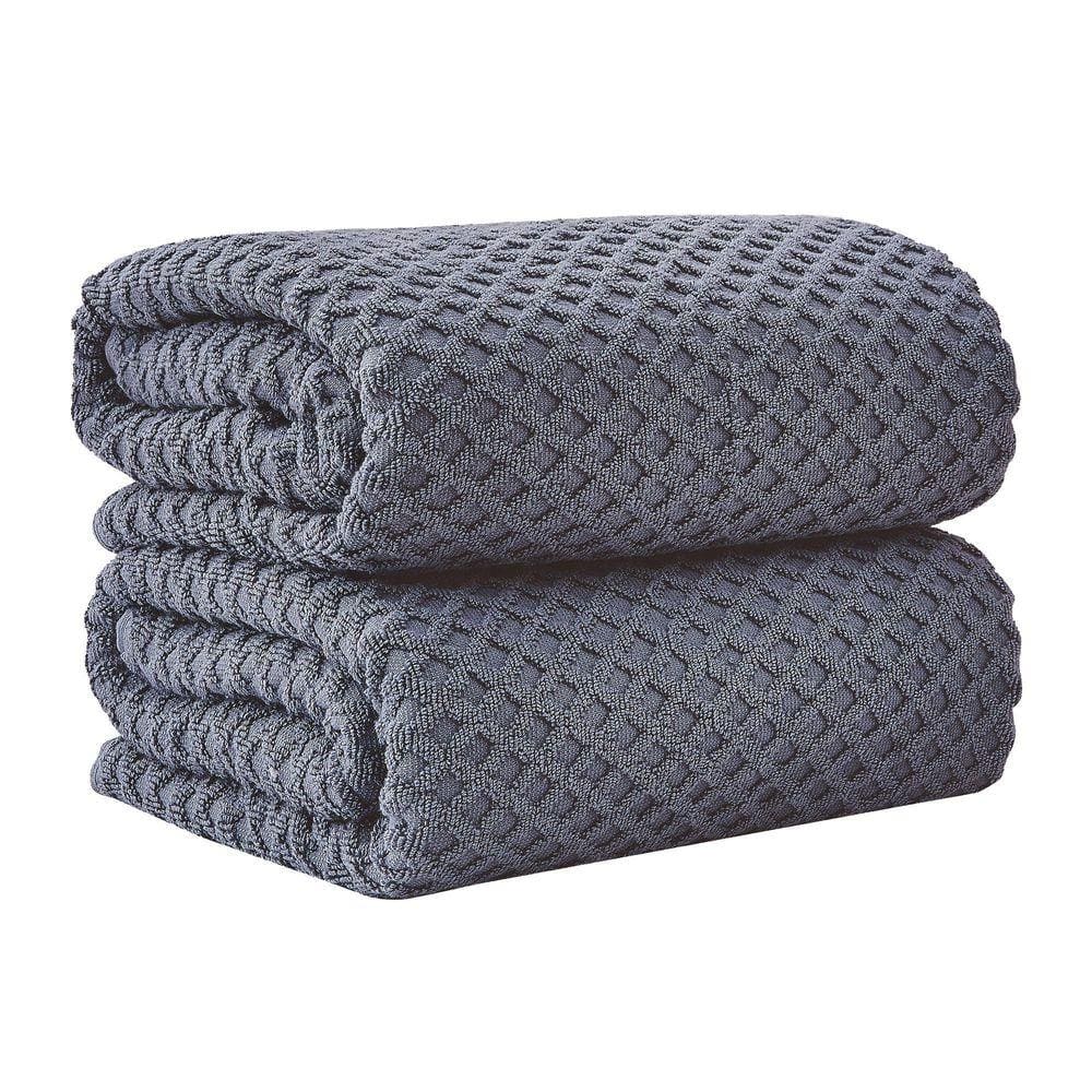 FRESHFOLDS Chambray Blue Ultra-Soft 100% Cotton Diamond Waffle 2-Pack ...