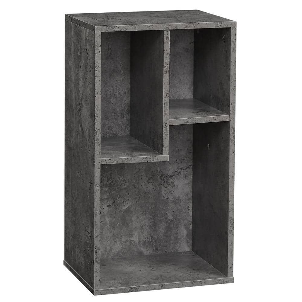 VECELO 9.5 In.W Gray Simple Home 3-Tier Adjustable Shelf Bookcase KHD ...