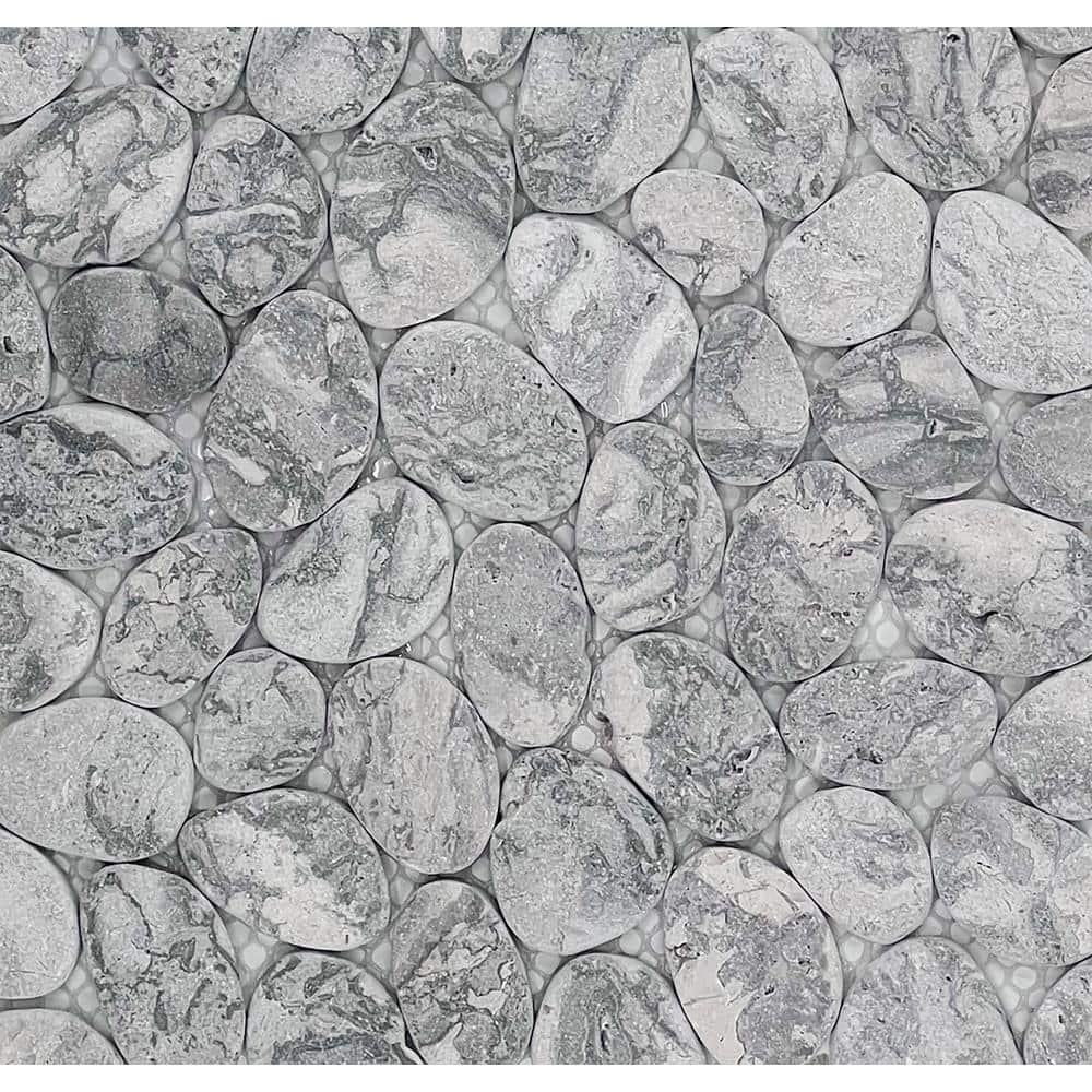CRUZ BAY STUDIO Pebble Dove Grey Tumbled 4 in. x 6 in. Marble Mosaic ...