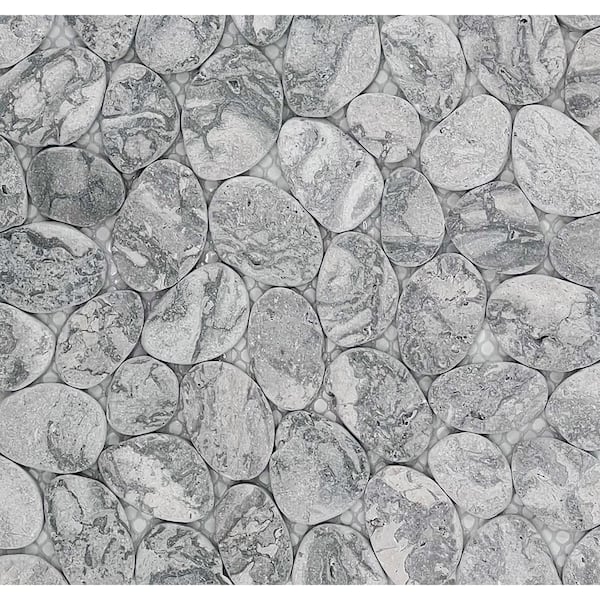 CRUZ BAY STUDIO Pebble Dove Grey Tumbled 4 in. x 6 in. Marble Mosaic ...