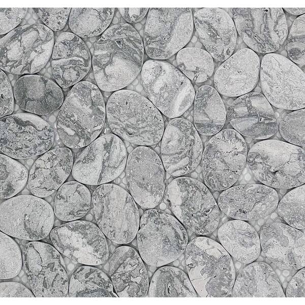 TILE CONNECTION Pebble Dove Grey Tumbled 4 in. x 6 in. Marble Mosaic ...