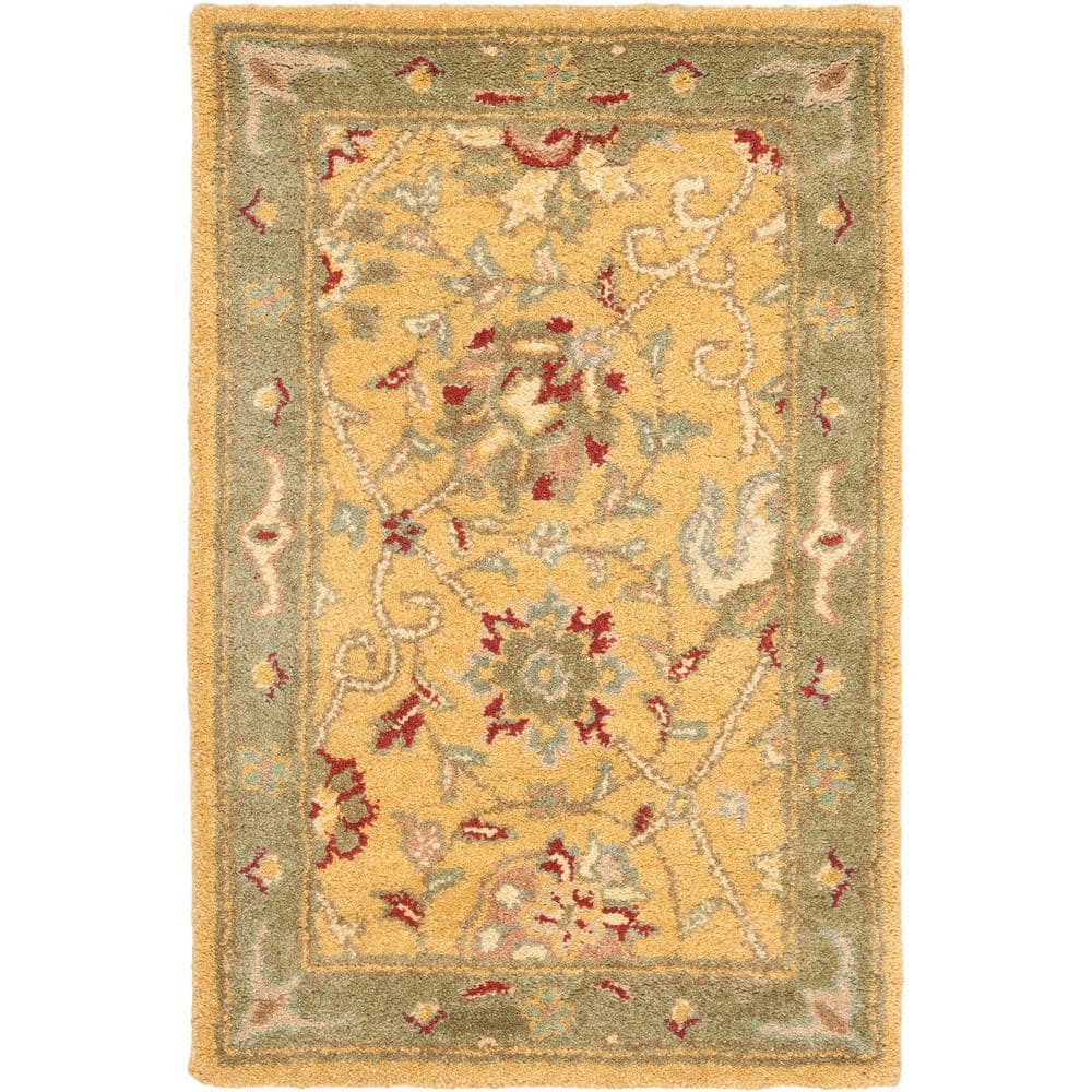 SAFAVIEH Antiquity Gold Doormat 3 ft. x 5 ft. Border Speckled Area Rug ...