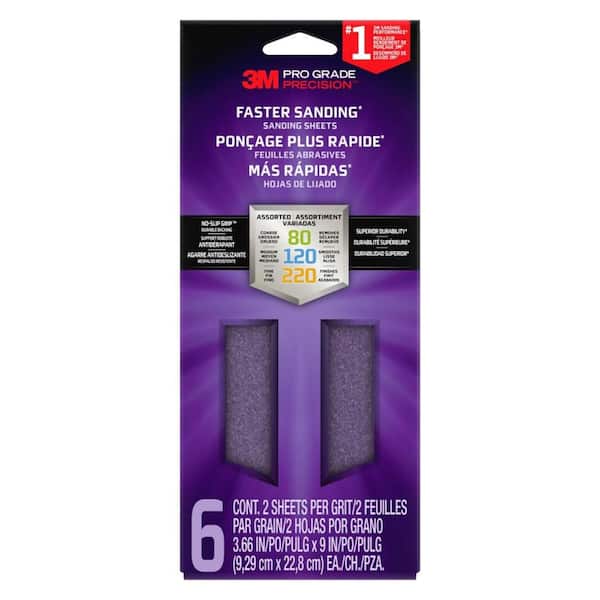 3M Pro Grade Precision 3.66 in. x 9 in. Faster Sanding Sheets with No ...