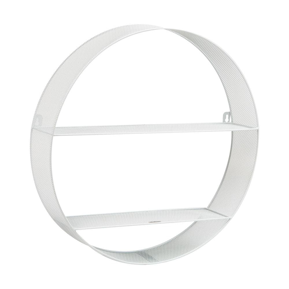Mind Reader 4 in. W x 18 in. D White Circular Decorative Wall Shelf, Floating Shelves, Wall ...