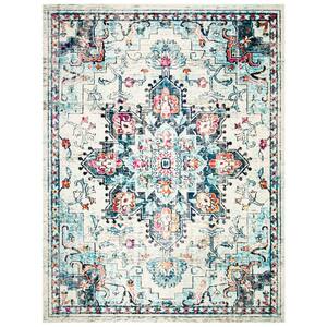 SAFAVIEH Madison Cream/Blue 10 ft. x 14 ft. Border Geometric Floral ...