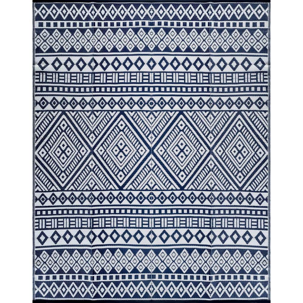 Beverly Rug Lightweight White Navy 10 ft. x 14 ft. Moroccan Washable ...