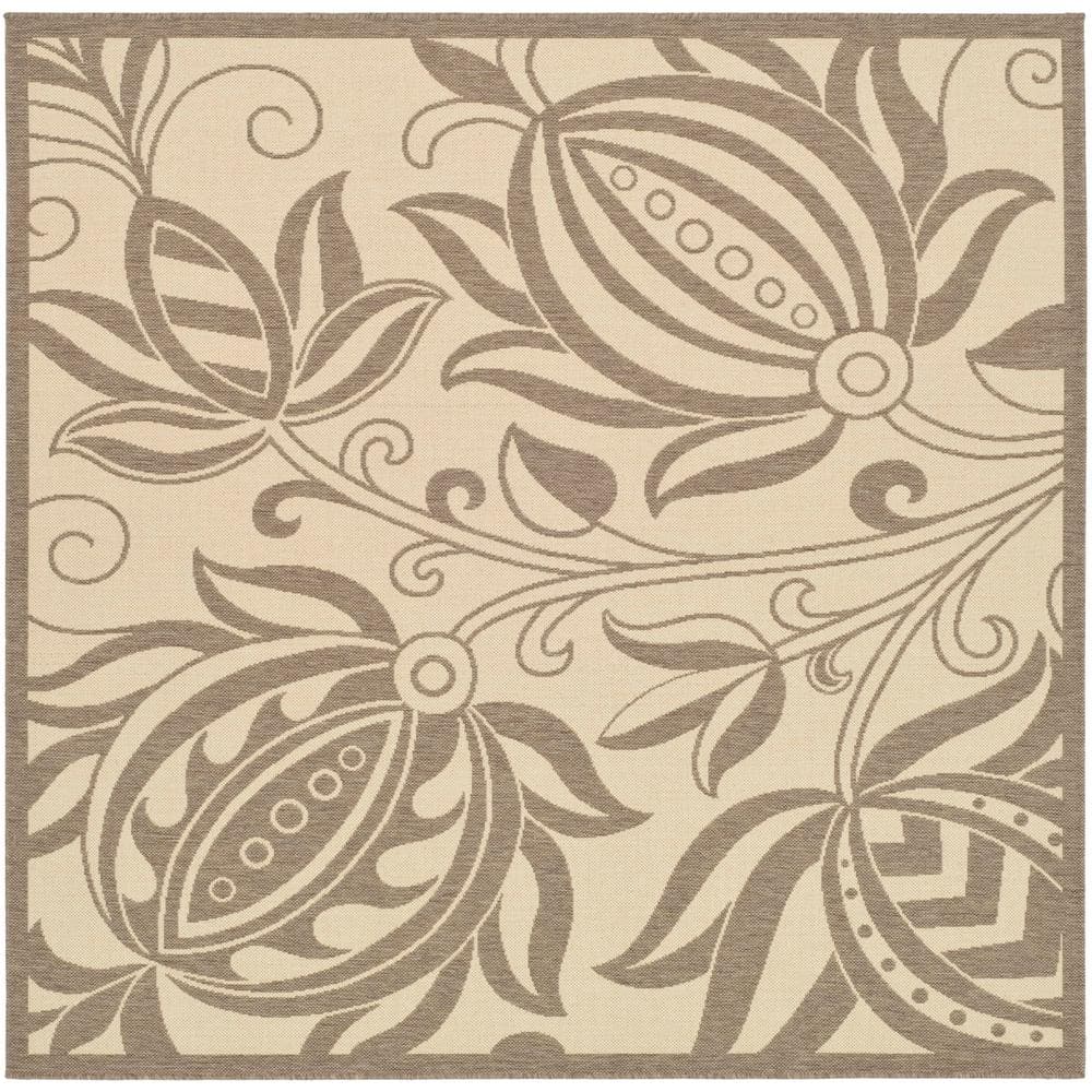 SAFAVIEH Courtyard Natural/Brown 8 ft. x 8 ft. Square Border Indoor ...