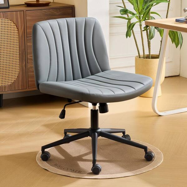Karl home Faux Leather Fabric Cross-Legged Seat Task Chair in Dark Gray ...
