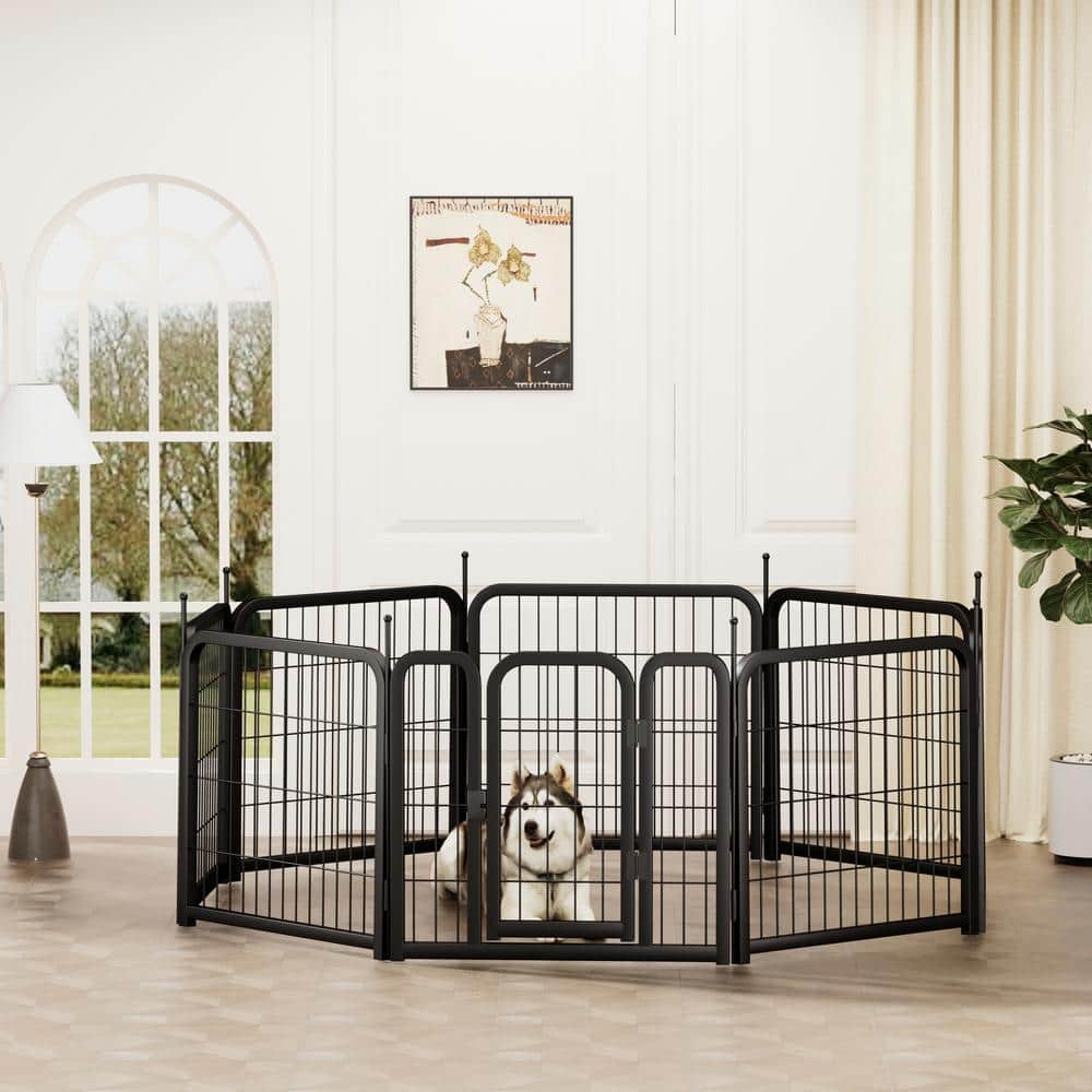 Dog Playpen 8-Panel Dog Fence 31.5 in. Pet Pen for Dogs Pet Exercise ...