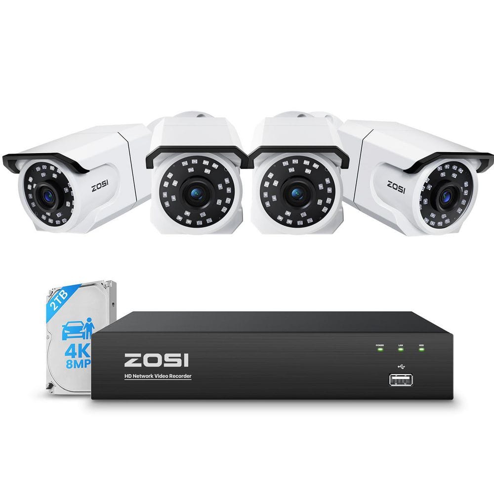 ZOSI 4K 8MP 8-Channel 2TB Poe NVR Home Security Camera System with 4 ...