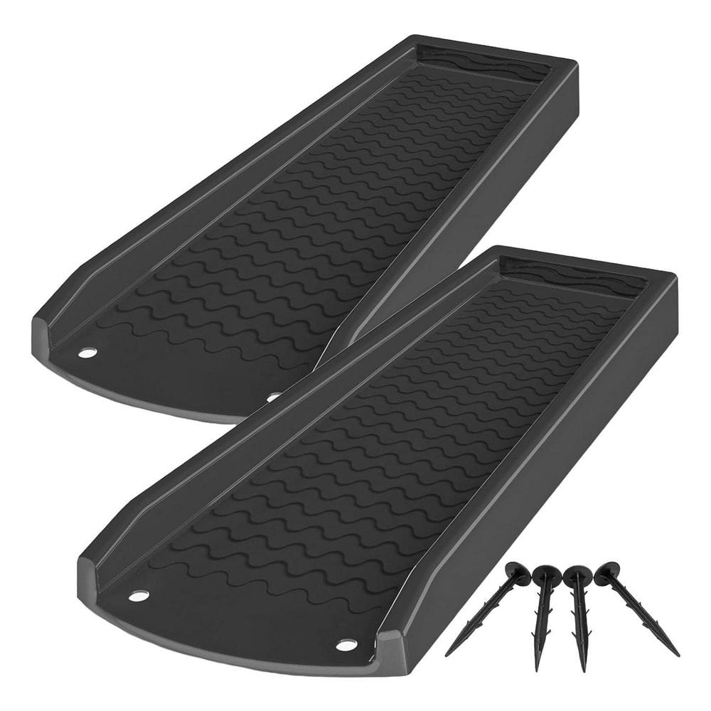 24 in. Black PP Plastic Downspout Extension with Slope Design, 2 Pack ...