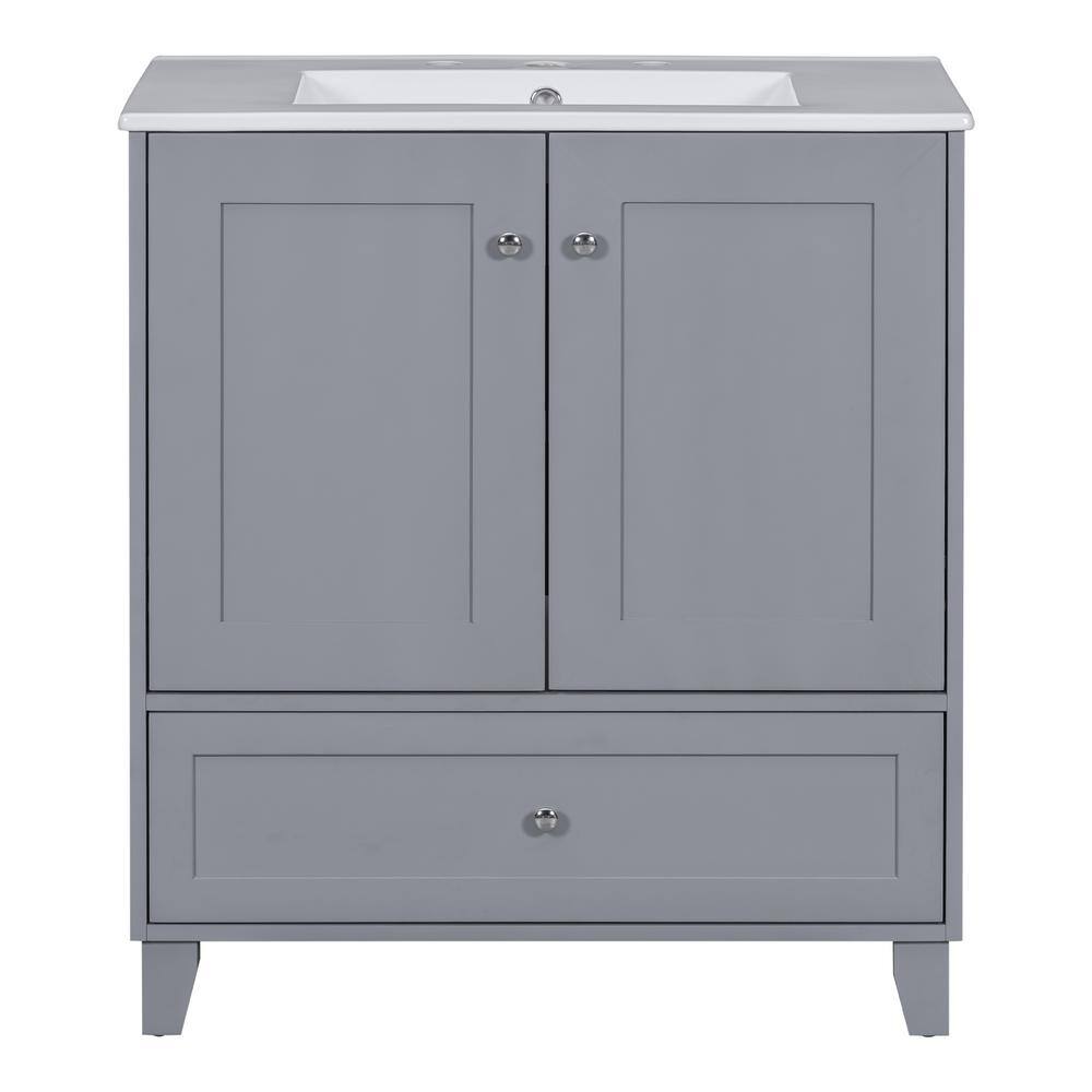 30 in. W x 18 in. D x 34 in. H Freestanding Bath Vanity in Blue Gray ...