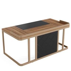 BYBLIGHT Capen 70.8 in. Rectangular Brown Engineered Wood Computer Desk ...