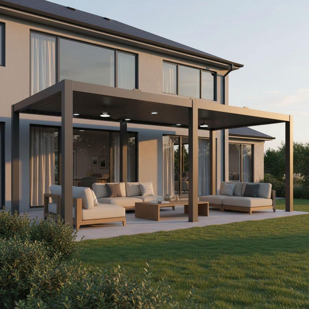 Mondawe 10 ft. x 24 ft. Dark Gray Aluminum Outdoor Solar-Powered ...