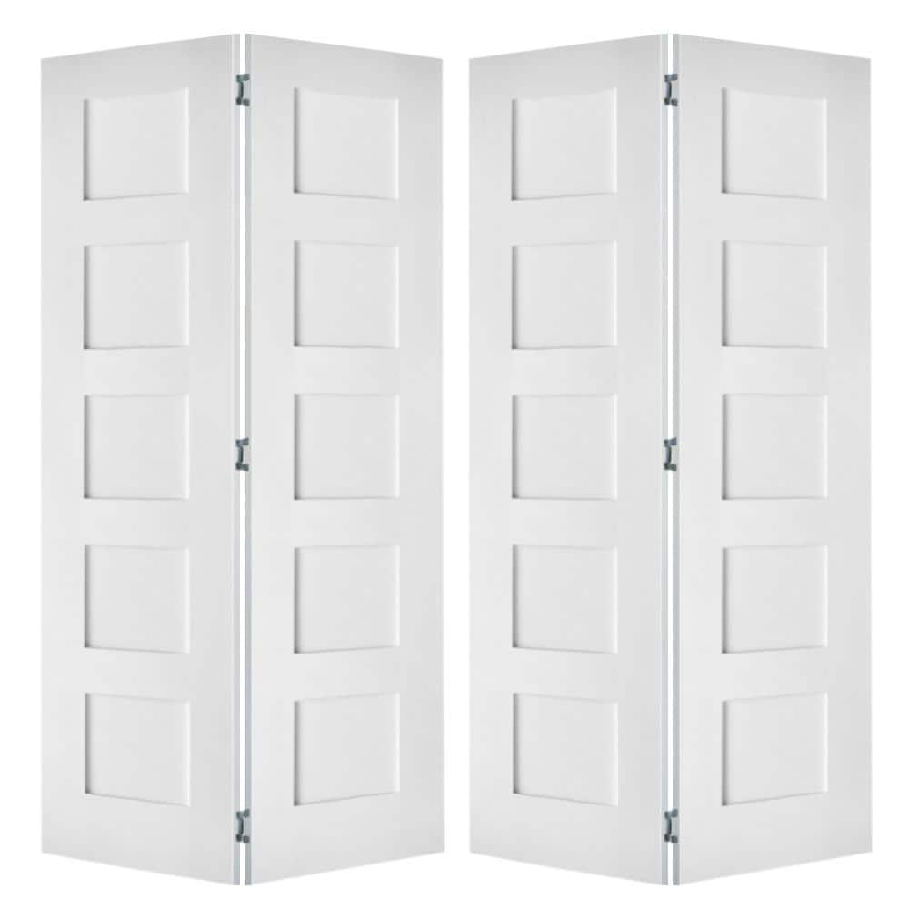 Krosswood Doors 72 in. x 80 in. Shaker 5-Panel Solid Core Primed MDF ...