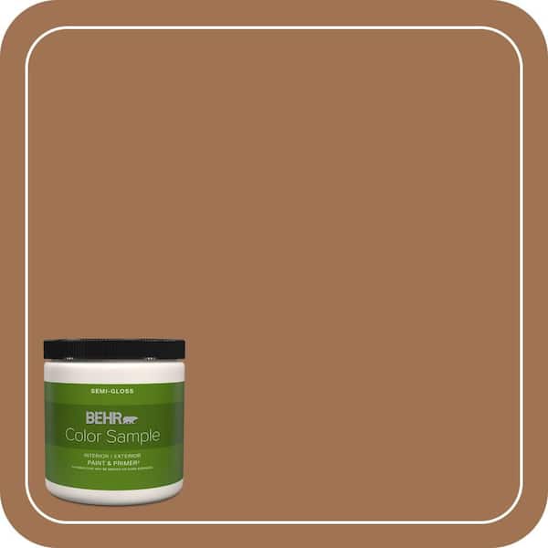 BEHR PREMIUM PLUS 8 oz. #S240-6 Ranch Brown Semi-Gloss Interior ...