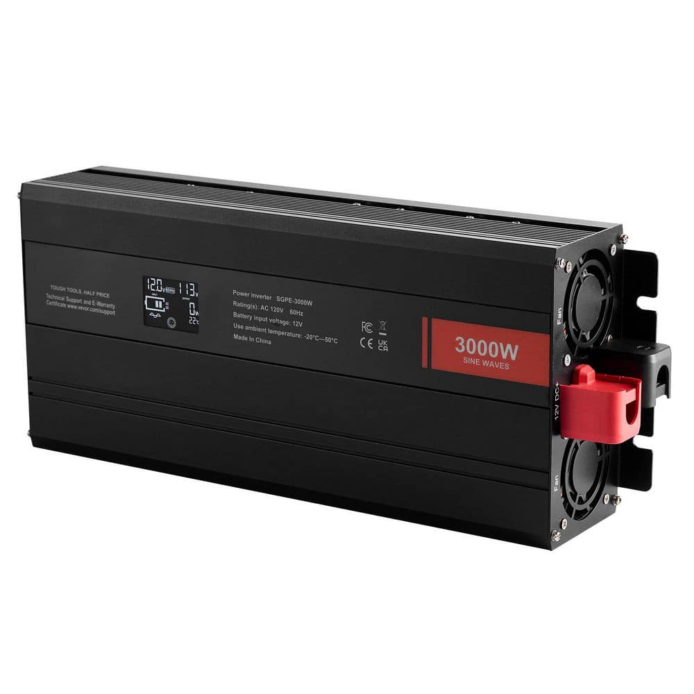 SKYSHALO Pure Sine Wave Inverter 3000 Watt DC 12-VOLT to AC 120-VOLT ...