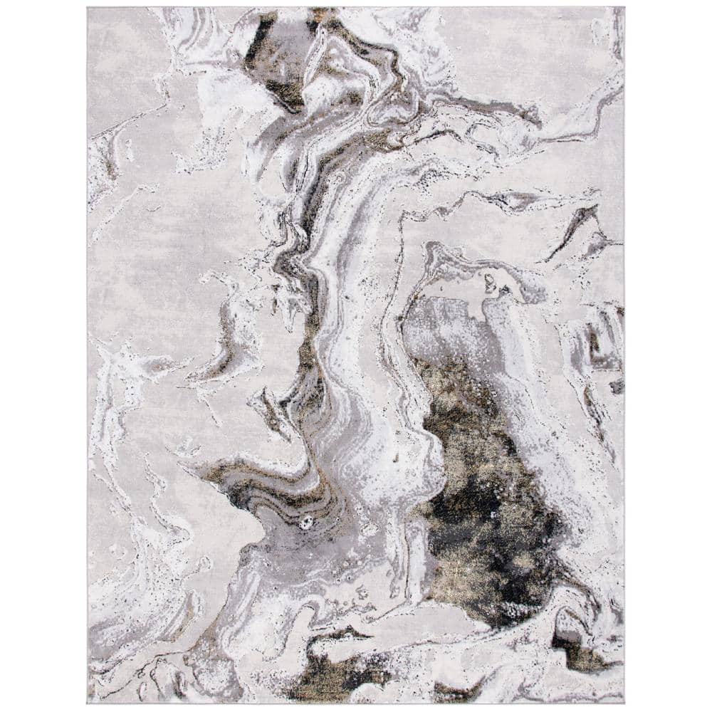 SAFAVIEH Amelia Gray/Gold 8 ft. x 10 ft. Abstract Striped Area Rug ...