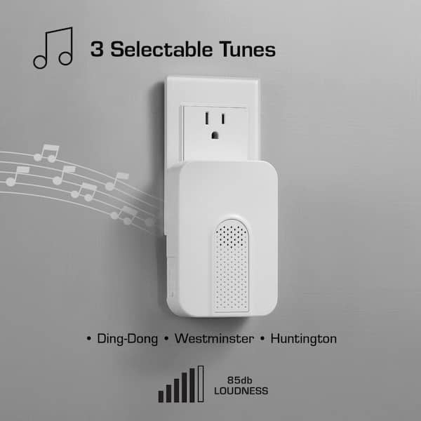 Defiant Wireless Plug-In Doorbell Kit with White Insert and 1 Push ...