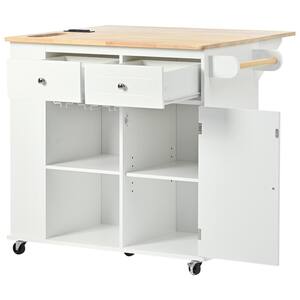 Powell Company Kolton White Kitchen Island with Butcher Block Style Top ...