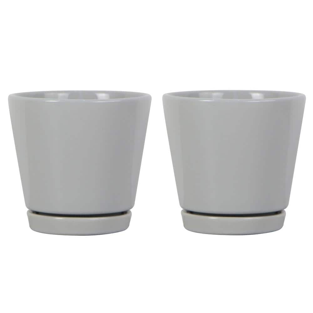 Trendspot 4.4 in. Piedmont Small Gray Ceramic Planter (4.4 in. D x 4.2 ...