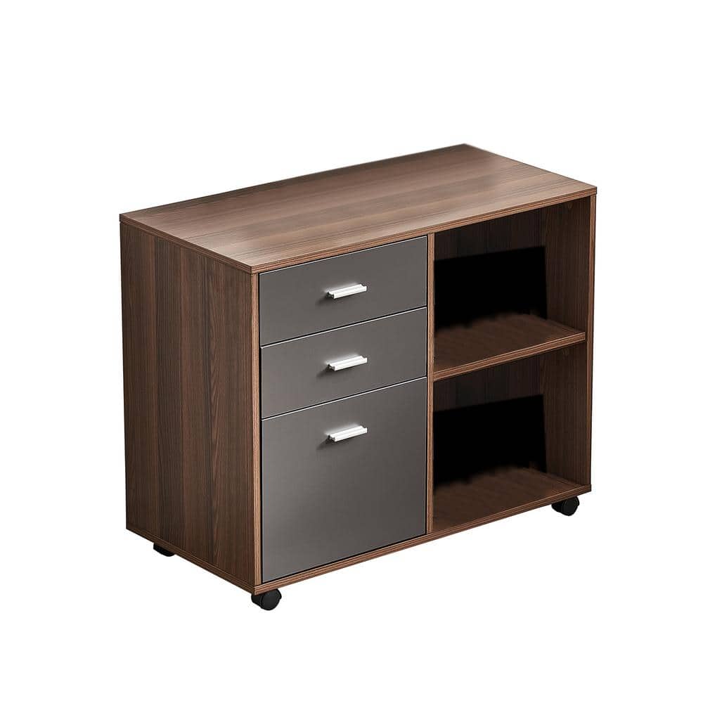 Versatile and Stylish Walnut and Dark Grey Horizontal Filing Cabinet ...