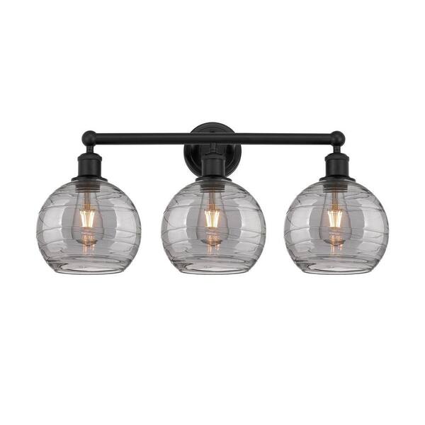 Innovations Athens Deco Swirl 26 in. 3-Light Matte Black Vanity Light ...