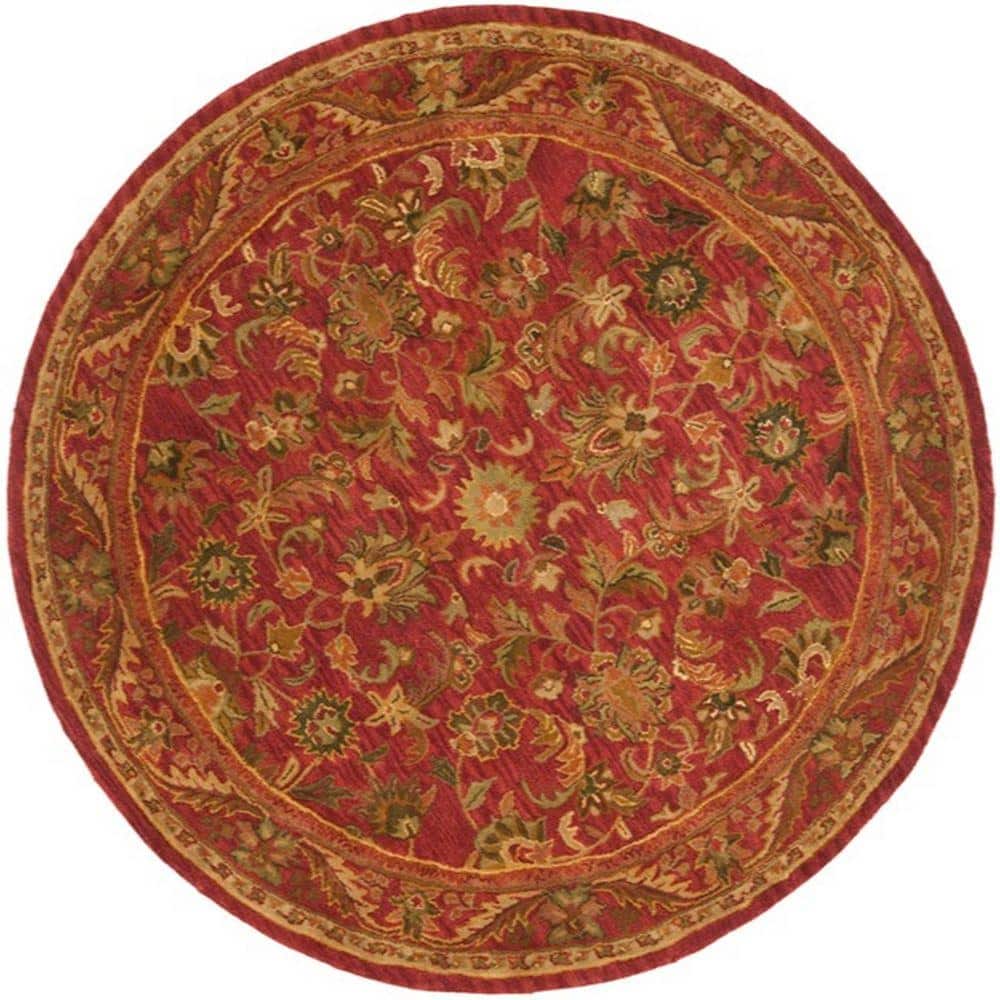 SAFAVIEH Antiquity Red 6 ft. x 6 ft. Round Border Area Rug AT52E-6R ...