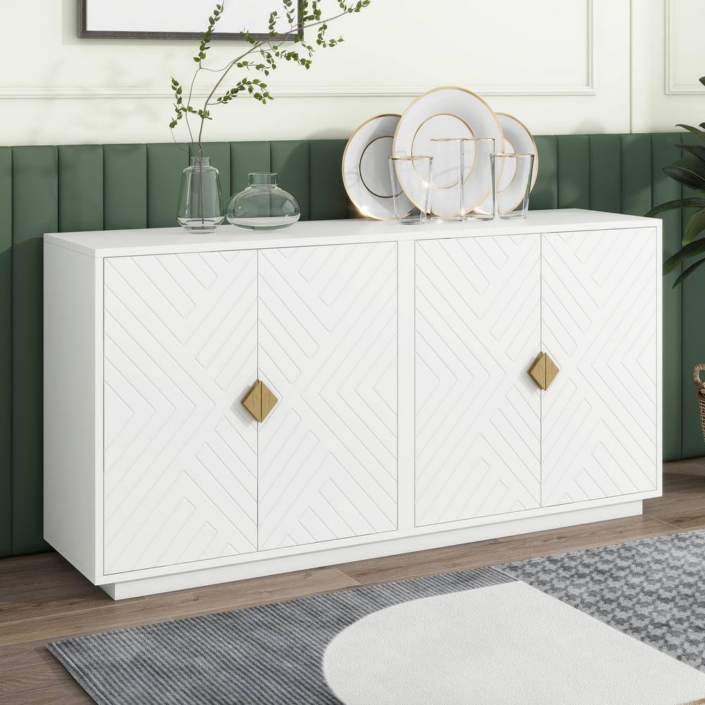Harper & Bright Designs Light Luxury White MDF 60 in. Sideboard with ...