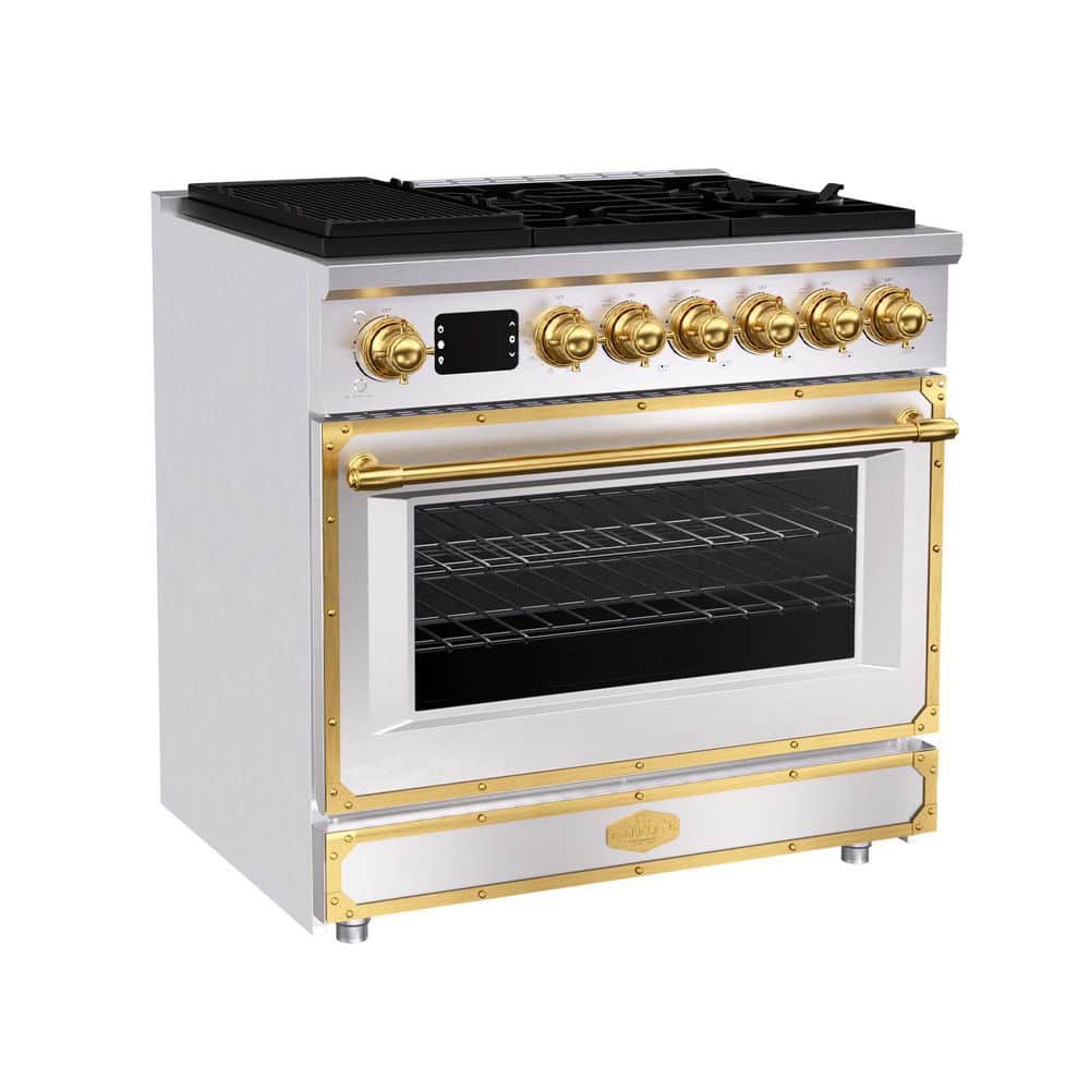 Akicon 36 in. Freestanding Gas Range with 6 Sealed Burners and 5.2 cu ...
