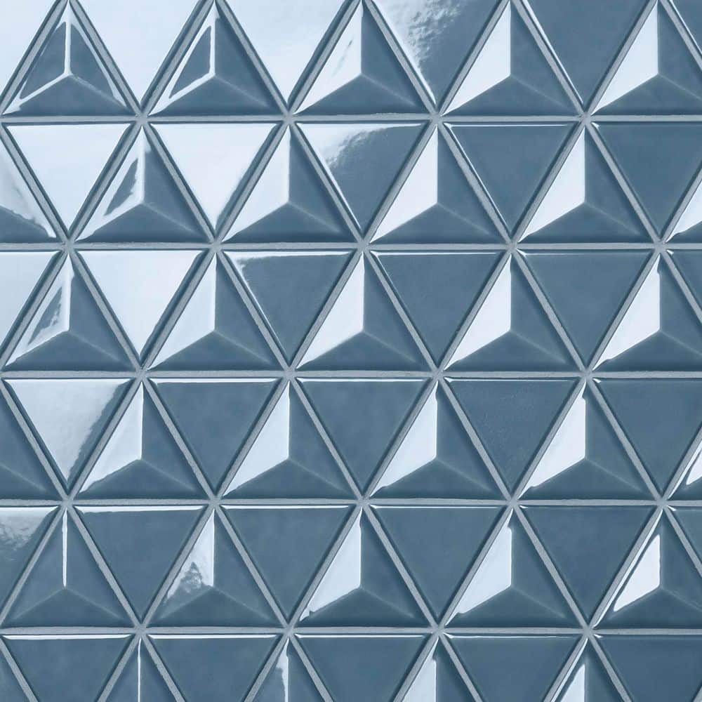 Ivy Hill Tile Medley Triangle Coastal Blue 11.02 in. x 12.55 in. Glossy ...