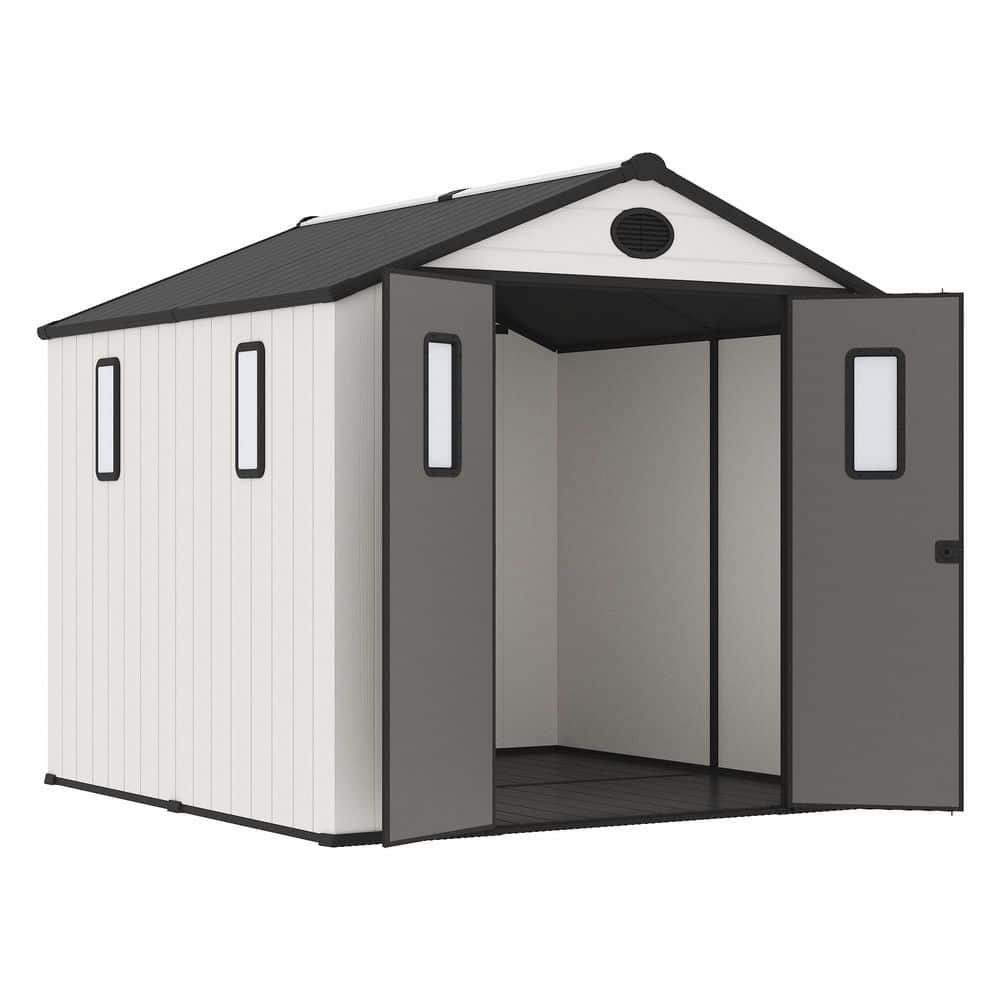 INMITOM 8 ft. W x 8 ft. D Resin Storage Shed with Skylights, Vents ...