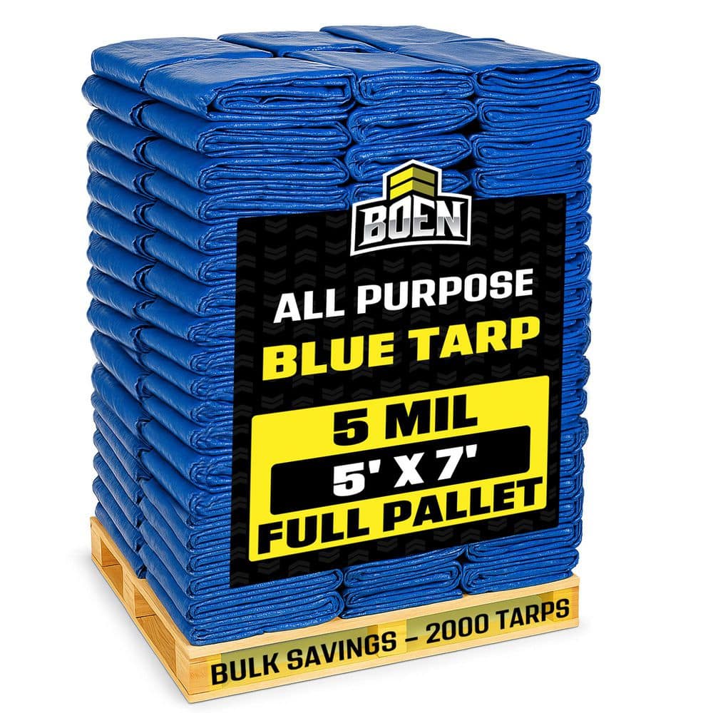 BOEN 5 ft. x 7 ft. Blue Poly Tarp 2000-Full Pallet 5 Mil UV Water ...