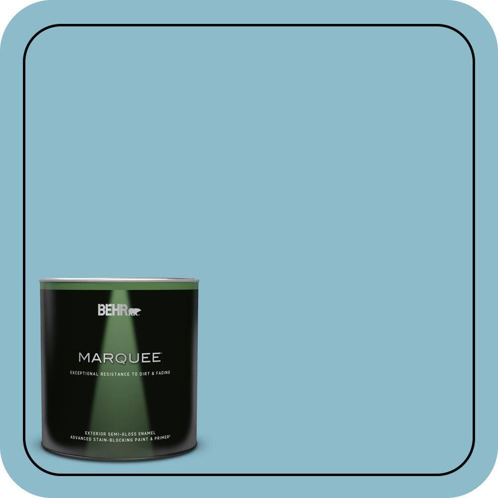 BEHR MARQUEE 1 qt. #S460-3 Blue Echo Semi-Gloss Enamel Exterior Paint ...