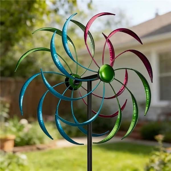 JAXPETY Wind Spinner with 360-Degree Rotation and Ground Stakes for ...