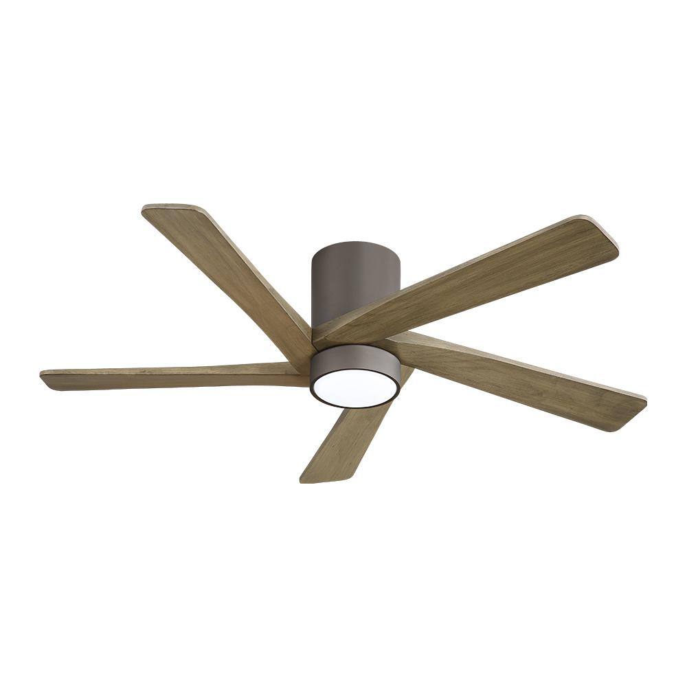 MLiAN 54 in. (4.5 ft.) Indoor Flush Mount Ceiling Fan, 5 Solid Wood ...