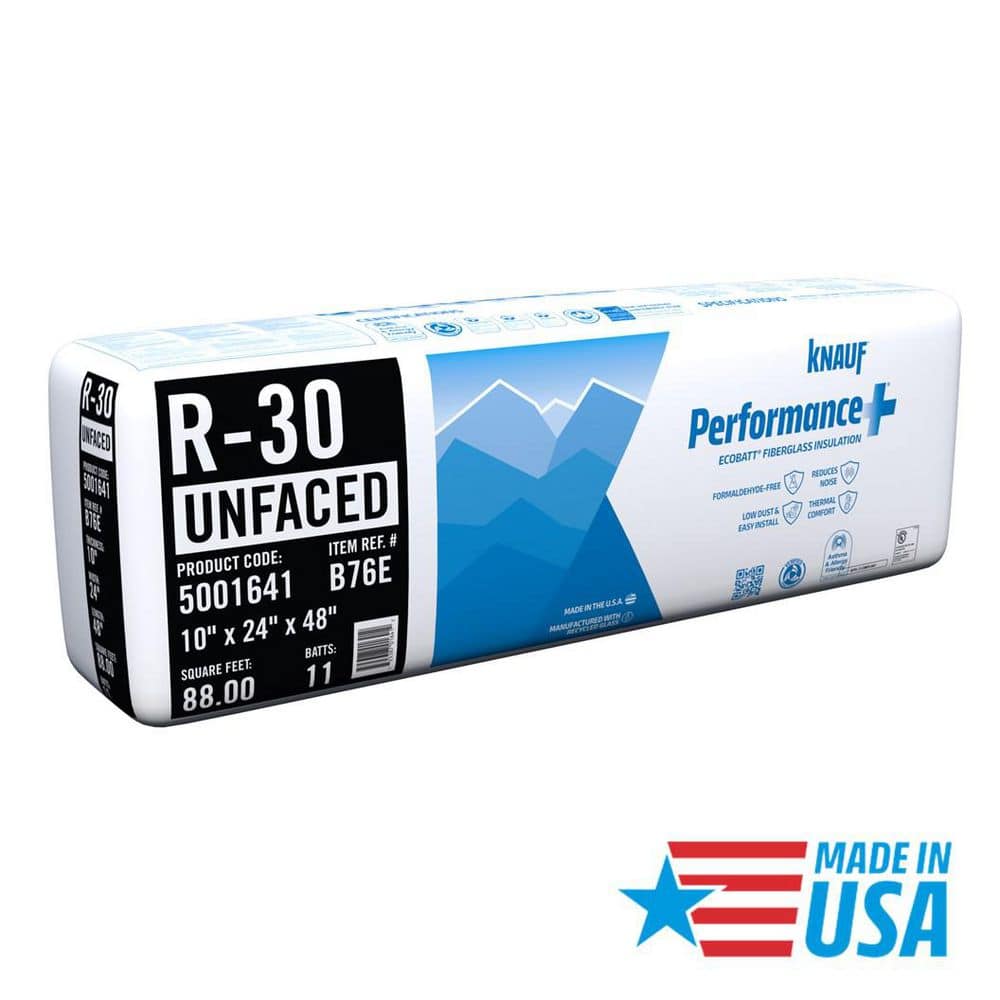 Knauf Insulation R30 Unfaced 24 in. x 48 in. Precut Fiberglass ...