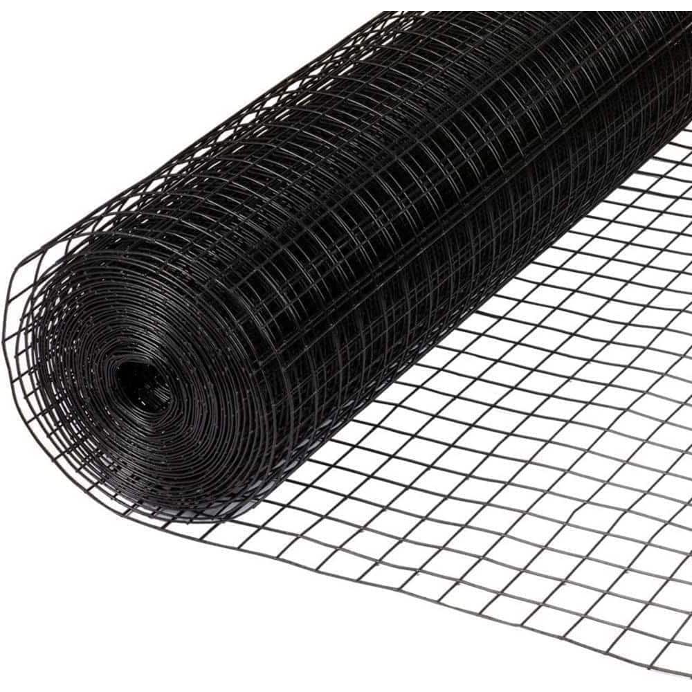 Fencer Wire 4 ft. x 50 ft. 16-Gauge Black PVC Coated Welded Wire Fence ...