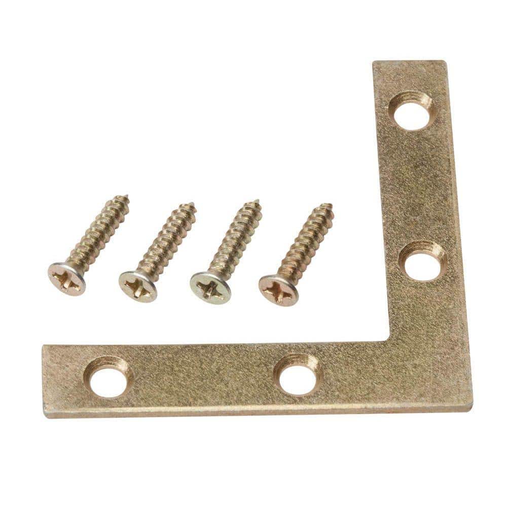 Everbilt 2 in. Satin Brass Flat Corner Brace (4-Pack) 15071 - The Home ...