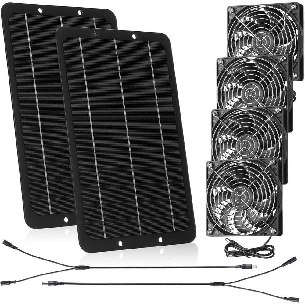 KIWDZFU Solar Powered Dual Fans Kit with 10W Panel for Greenhouse, Coop ...