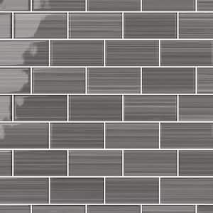 Bodesi Hand Painted Sample 3 in. x 6 in. Warm Gray 40 glass tile (0.125 ...